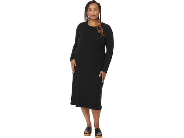 (取寄) アイリーン フィッシャー レディース クルー ネック カーフ レングス ドレス Eileen Fisher women Crew Neck Calf Length Dress Black