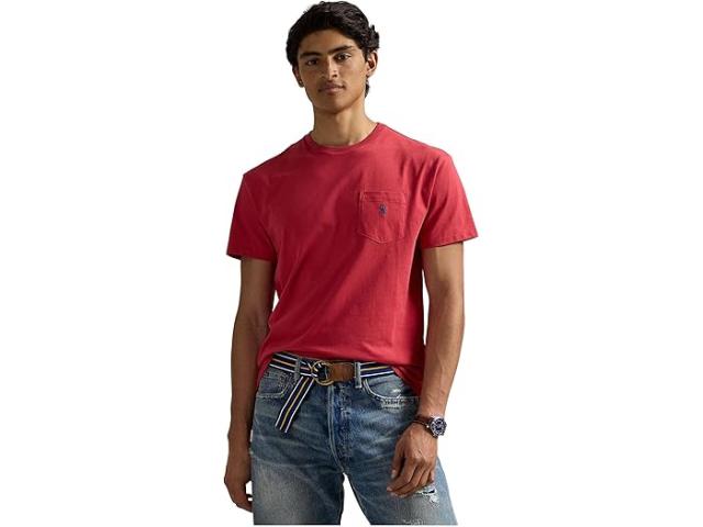 (取寄) ラルフローレン メンズ クラシック フィット ジャージ ポケット T-シャツ Polo Ralph Lauren men Classic Fit Jersey Pocket T-Shirt Sunrise Red
