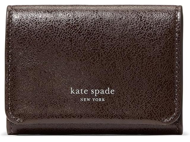 (取寄) ケイトスペード レディース ハロ グレイズ レザー カード ケース トリフォールド ウォレット Kate Spade New York women Halo Glazed Leather Card Case Trifold Wallet Hot Fudge