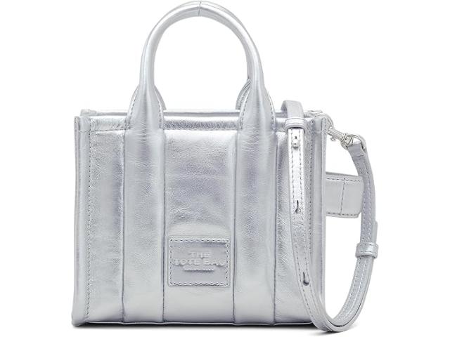 (取寄) マークジェイコブス レディース ザ メタリック レザー クロスボディ トート バッグ Marc Jacobs women The llic Leather Crossbody Tote Bag Silver