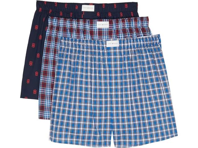 (取寄) トミーヒルフィガー メンズ コットン クラシックス ウーブン ボクサー 3-パック   men   Cotton Classics Woven Boxer 3-Pack Paris Blue