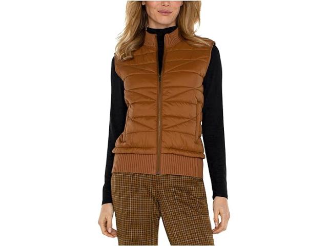 (取寄) リバプールロサンゼルス レディース ピティート スリーブレス キルテッド フロント フル ジップ セーター ベスト Liverpool Los Angeles women Petite Sleeveless Quilted Front Full Zip Sweater Vest Tumeric
