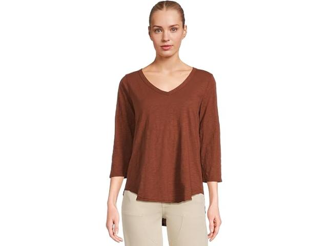 (取寄) モッドオードック レディース 3/4 スリーブ V-ネック ティー ウィズ カーブ ヘム Mod-o-doc women 3/4 Sleeve V-Neck Tee with Curved Hem Maple Syrup