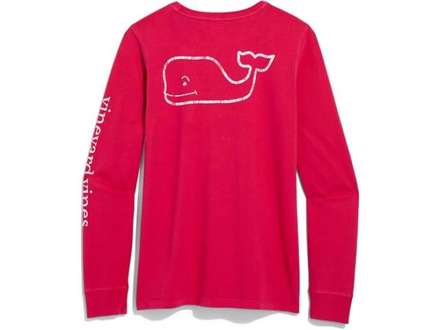 (取寄) ヴィンヤードヴァインズ レディース ガーメントダイ ビンテージ ホエール ロング-スローブ ポケット ティー Vineyard Vines women Garment-Dyed Vintage Whale Long-Sleeve Pocket Tee Charm Pink