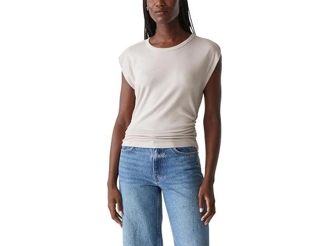 (取寄) マイケル スターズ レディース ジョニ クルー ネック パワー ショルダー トップ Michael Stars women Joni Crew Neck Power Shoulder Top Cement
