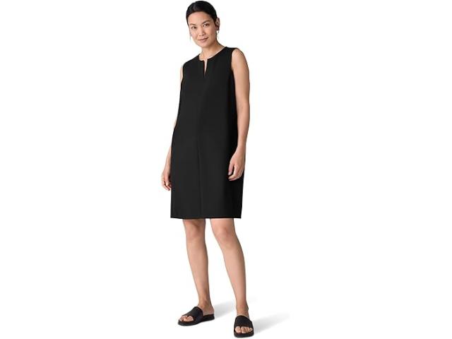 (取寄) アイリーン フィッシャー レディース ライトウェイト ポンテ スプリット ネック シフト ドレス Eileen Fisher women Lightweight Ponte Split Neck Shift Dress Black