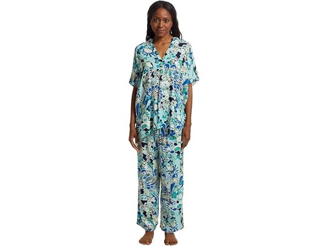 (取寄) N バイ ナトリ レディース フュージョン ファンズ チャーリス ショート スリーブ パジャマ N by Natori women Fusion Fans Challis Short Sleeve Pajama Blue