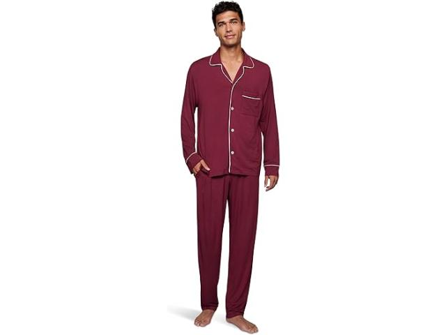 (取寄) エバージェイ メンズ ザ ウィリアム モーダル ロング Pj セット Eberjey men The William Modal Long PJ Set Bordeaux/Ivory