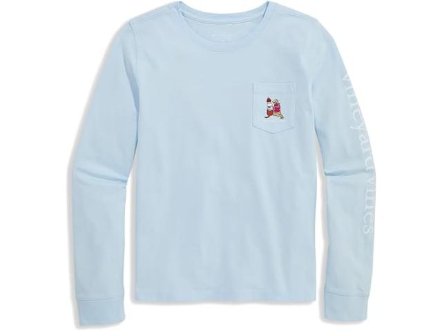 (取寄) ヴィンヤードヴァインズ キッズ レディース ロング スリーブ ポケット ティー (トドラー/リトル キッド/ビッグ キッド) Vineyard Vines Kids women Long Sleeve Pocket Tee (Toddler/Little Kid/Big Kid) Ice Water 1