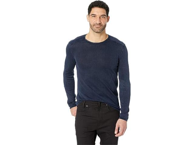 (取寄) ジョン バルベイトス メンズ ロング スリーブ クルー ネック イン アシッド ウォッシュ Y1833U4B John Varvatos men John Varvatos Long Sleeve Crew Neck in Acid Wash Y1833U4B Deep Blue