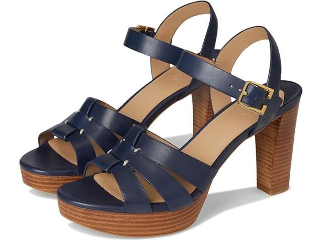 (取寄) ローレン ラルフローレン レディース ソフィア バーニッシュド レザー サンダル Lauren Ralph Lauren women Soffia Burnished Leather Sandals Refined Navy