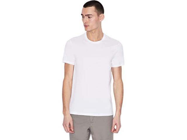 (取寄) アルマーニエクスチェンジ メンズ クルー ネック ティー ウィズ スモール ロゴ パッチ Armani Exchange men Armani Exchange Crew Neck Tee with Small Logo Patch White