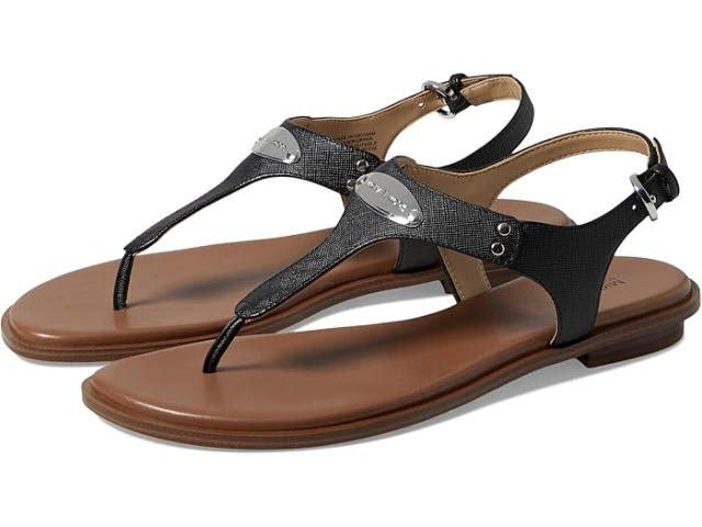 (取寄) マイケルコース レディース MK プレート トング MICHAEL Michael Kors women MK Plate Thong Black Saffiano 1