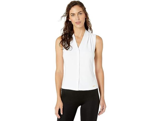 (取寄) カルバンクライン レディース ウィメンズ ソリッド スリーブレス V-ネック カミ (プチ アンド   women   Women's Solid Sleeveless V-Neck Cami (Petite and Standard) White