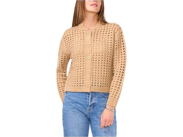 (取寄) ヴィンスカムート レディース ポインテール ロング スリーブ カーディガン Vince Camuto women Pointelle Long Sleeve Cardigan Latte Heather