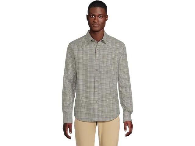 (取寄) ヴィンス メンズ プレイド セパレート プラケット ロング スリーブ シャツ Vince men Highclere Plaid Separate Placket Long Sleeve Shirt Pistachio Combo