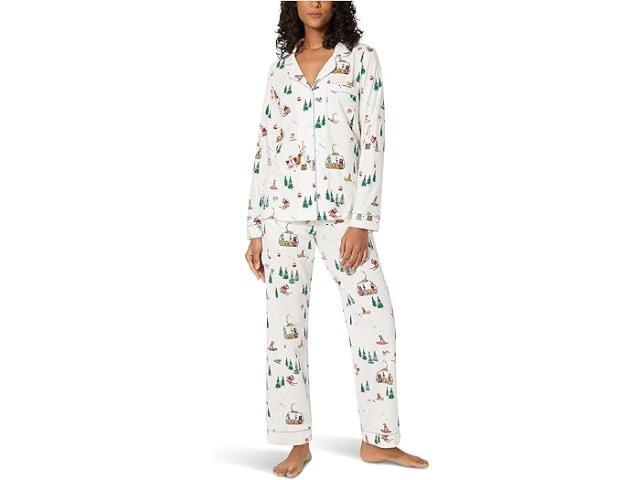(取寄) ベッドヘッドパジャマズ レディース ロング スリーブ クラシック コットン ニット パジャマ セット Bedhead PJs women Long Sleeve Classic Cotton Knit Pajama Set Ski Pups
