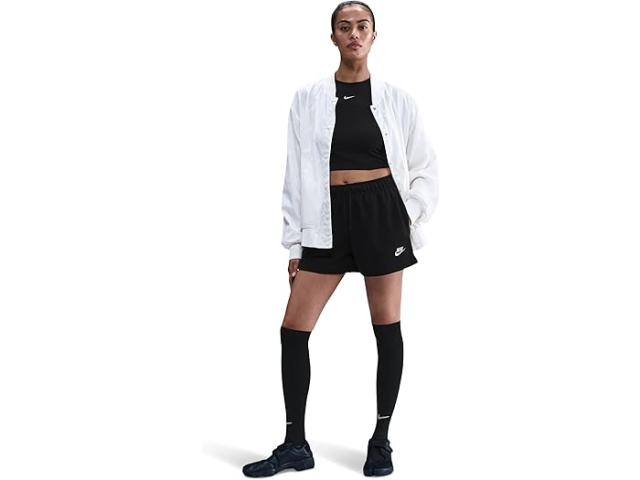 (取寄) ナイキ レディース スポーツウェア クラブ フリース ミッドライズ ショーツ Nike women Sportswear Club Fleece Mid-rise Shorts Black/White