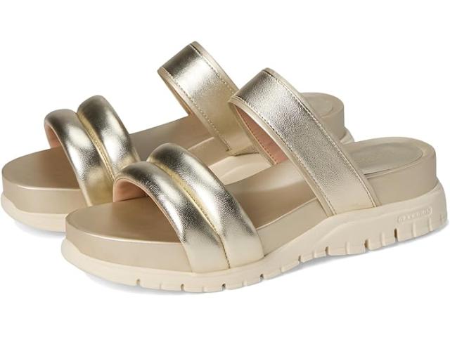 (取寄) コールハーン レディース ゼログランド ダブル バンド スライド サンダル Cole Haan women Zerogrand Double Band Slide Sandals Soft Gold Talca/Ivory