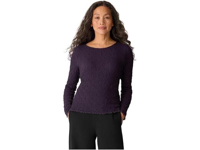 (取寄) アイリーン フィッシャー レディース バブル ジャカード ラウンド ネック トップ Eileen Fisher women Bubble Jacquard Round Neck Top Aubergine