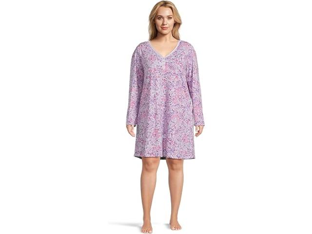 (取寄) カレン ノイバーガー レディース プラス サイズ ペイズリー フュージョン ロング スリーブ スリープ ドレス ウィズ サテン デティール Karen Neuburger women Plus Size Paisley Fusion Long Sleeve Sleep Dress with Satin Details Paisley Ditsy