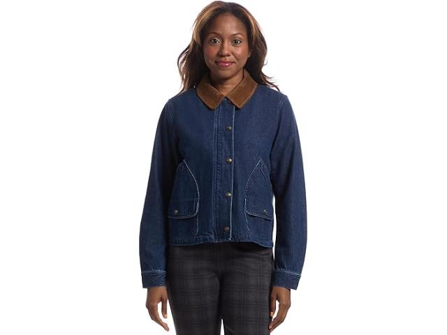 (取寄) エリオット ローレン レディース バーン ジャケット - スナップ クロージャー デニム ジャケット ウィズ パッチ ポケッツ アンド コーデュロイ カラー Elliott Lauren women Barn Jacket - Snap Closure Denim Jacket With Patch Pockets And Corduroy Collar Denim