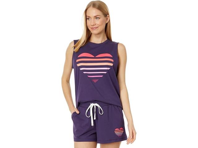 (取寄) ピー ジェイ サルベージ レディース スキャッタード パーム オンブレ ハート タンク P.J. Salvage women Scattered Palms Ombre Heart Tank Deep Plum