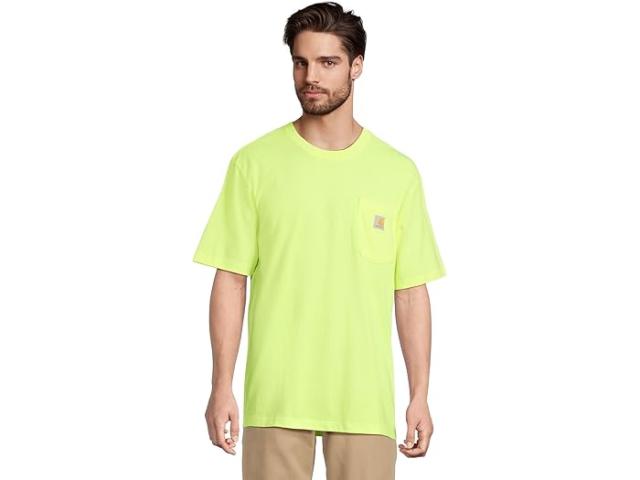 (取寄) カーハート メンズ ルーズ フィット ヘビーウェイト ショート スリーブ ポケット T-シャツ Carhartt men Loose Fit Heavyweight Short Sleeve Pocket T-Shirt Brite Lime