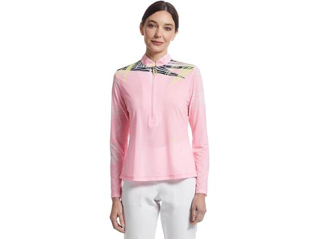 (取寄) ジェイミー サドック レディース サンセンス ストリングス プリント ロング スリーブ 1/4 ジップ サン プロテクション トップ Jamie Sadock women Sunsense Strings Print Long Sleeve 1/4 Zip Sun Protection Top Pink