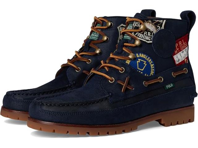 (取寄) ラルフローレン メンズ レンジャー ミッド スエード アンド ツイル ブーツ Polo Ralph Lauren men Ranger Mid Suede & Twill Boots Hunter Navy