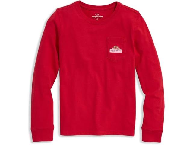 (取寄) ヴィンヤードヴァインズ キッズ レディース ロング スリーブ ポケット ティー (トドラー/リトル キッド/ビッグ キッド) Vineyard Vines Kids women Long Sleeve Pocket Tee (Toddler/Little Kid/Big Kid) Red Velvet1