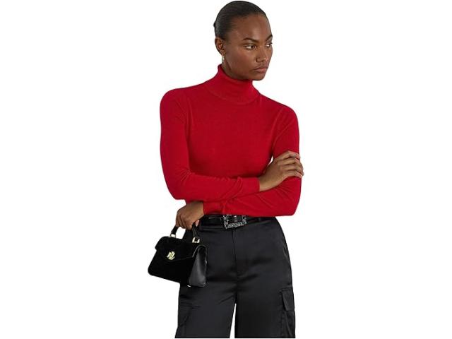 (取寄) ローレン ラルフローレン レディース シルク-ブレンド タートルネック セーター Lauren Ralph Lauren women Silk-Blend Turtleneck Sweater Ralph Red