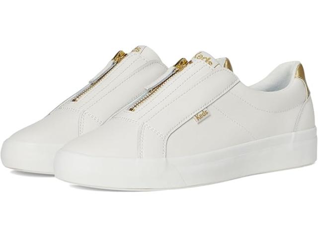 (取寄) ケッズ レディース パシュート ジップ Keds women Pursuit Zip  White/Gold Leather