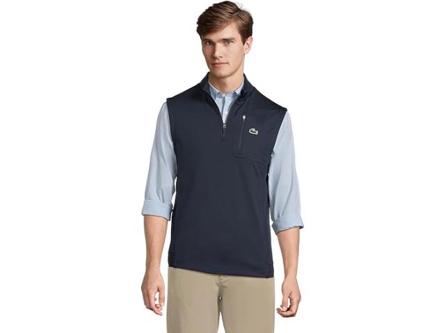 (取寄) ラコステ メンズ スリーブレス クオーター ジップ セーター Lacoste men Sleeveless Quarter Zip Sweater Navy Blue