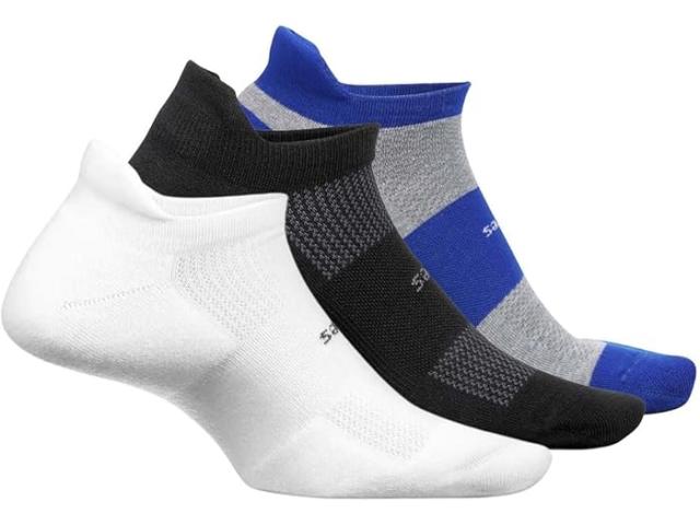 (取寄) フィーチャーズ ハイ パフォーマンス クッション ノー ショー タブ 3-ペア パック Feetures High Performance Cushion No Show Tab 3-Pair Pack Boost Blue/Black/White 2