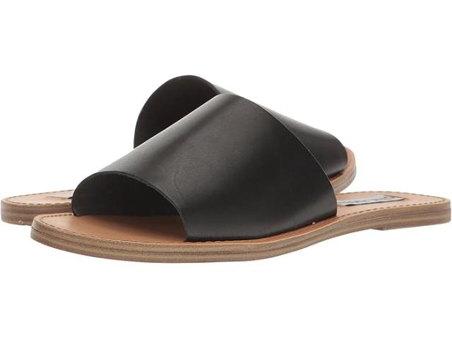 (取寄) スティーブマデン レディース グレース スライド サンダル Steve Madden women Steve Madden Grace Slide Sandal Black Leather