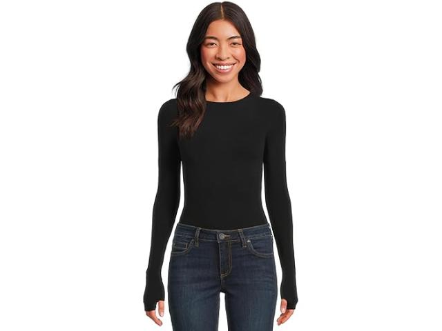 (取寄) コマンドー レディース バレエ ロング スリーブ ボディスーツ W/ サムホールズ Commando women Ballet Long Sleeve Bodysuit w/ Thumbholes Black