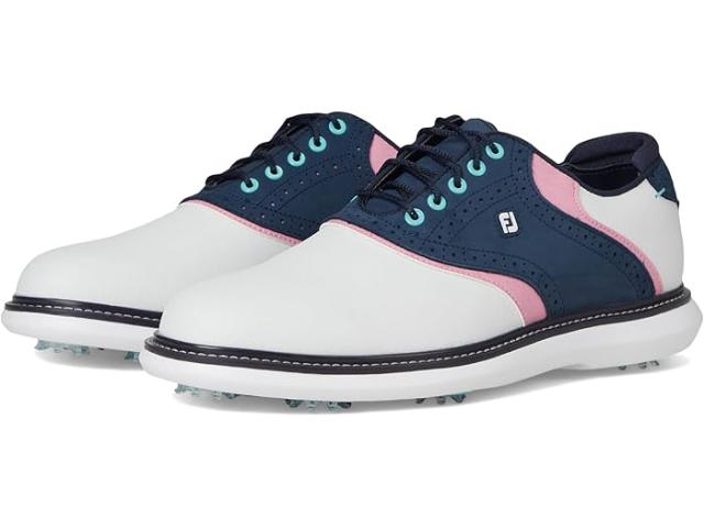 (取寄) フットジョイ メンズ トラディションズ ゴルフ シューズ- プリビアス シーズン FootJoy men Traditions Golf Shoes- Previous Season White/Blue/Pink