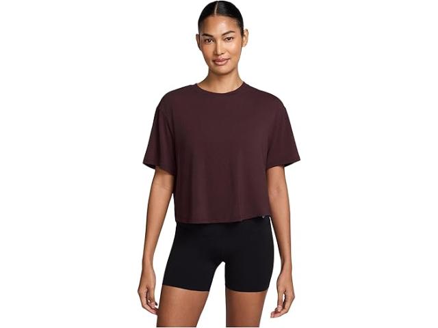 (取寄) ナイキ レディース ワン リラックスド-フィット ドライ-フィット クロップド ショートスリーブ トップ Nike women One Relaxed Dri-fit Cropped Short-sleeve Top Burgundy Crush