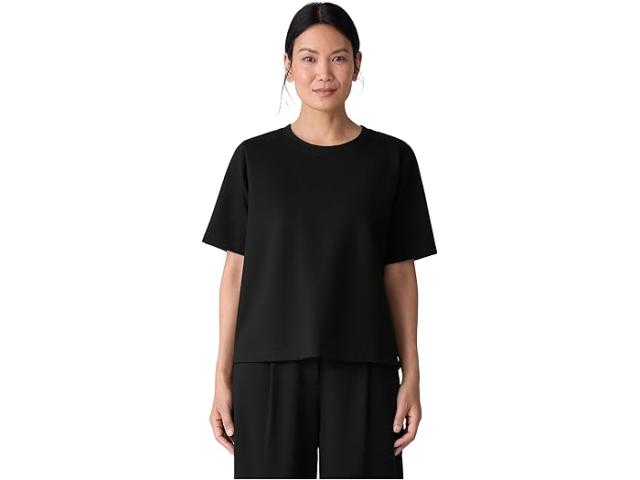 (取寄) アイリーン フィッシャー レディース ライトウェイト ポンテ クルー ネック ティー Eileen Fisher women Lightweight Ponte Crew Neck Tee Black