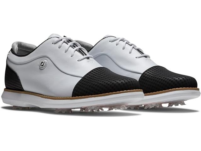 (取寄) フットジョイ レディース トラディションズ キャップ トゥ ゴルフ シューズ- プリビアス シーズン FootJoy women Traditions Cap Toe Golf Shoes- Previous Season Black/White