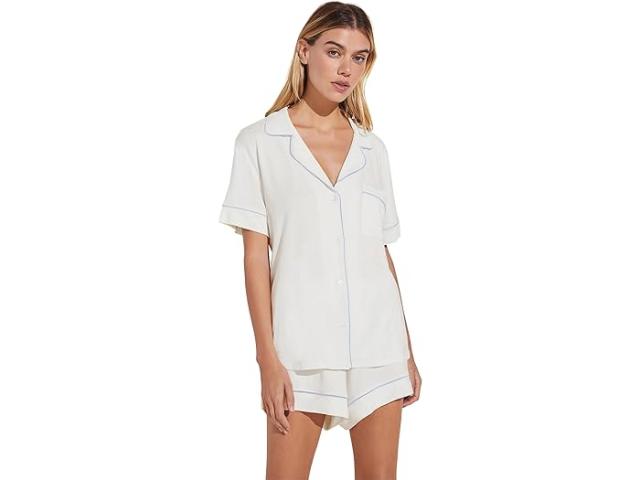(取寄) エバージェイ レディース ジゼル リラックスド-フィット ショート Pj セット Eberjey women Eberjey Gisele Relaxed Short PJ Set White/Ice Blue