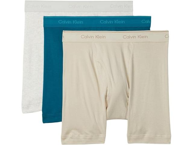 (取寄) カルバンクライン アンダーウェア メンズ コットン クラシックス 3-パック ボクサー ブリーフ   Underwear men Cotton Classics 3-Pack Boxer Brief  Heather/Teal Marine/Oyster Gray