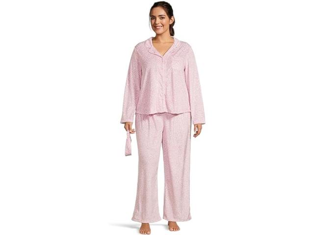 (取寄) カレン ノイバーガー レディース プラス ミンキー フリース ロング スリーブ ノッチ トップ アンド ロング パンツ セット Karen Neuburger women Plus Minky Fleece Long Sleeve Notch Top & Long Pants Set Fancy Cheetah