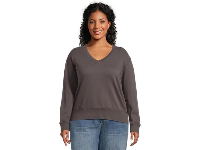 (取寄) モッドオードック レディース ロング スリーブ ディープ-V ネック スウェットシャツ Mod-o-doc women Long Sleeve Deep-v Neck Sweatshirt Washed Ebony