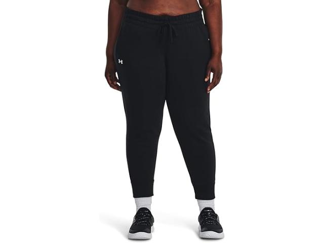 (取寄) アンダーアーマー レディース プラス サイズ ライバル フリース ジョガーズ Under Armour women Plus Size Rival Fleece Joggers Black/White