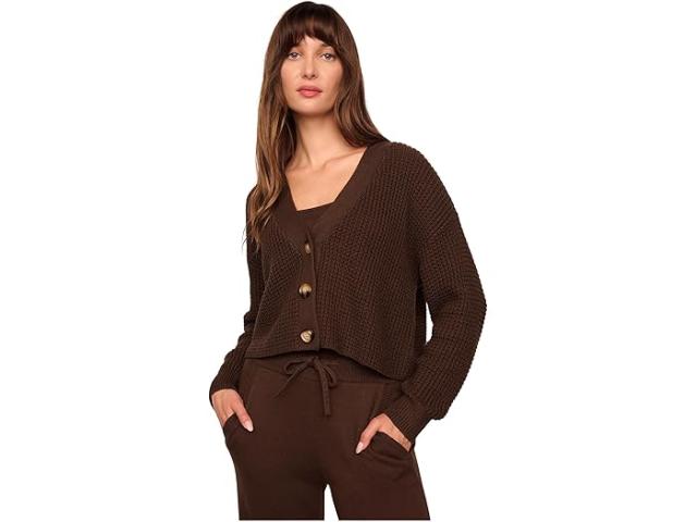 (取寄) エバージェイ レディース リサイクル セーター - ザ クロップド カーディガン Eberjey women Recycled Sweater - The Cropped Cardigan Chocolate/Ivory