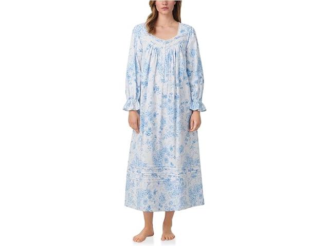 (取寄) アイリーン ウエスト レディース コットン ウーブン ロング スリーブ バレエ ナイトガウン Eileen West women Cotton Woven Long Sleeve Ballet Nightgown Blue Tonal Floral