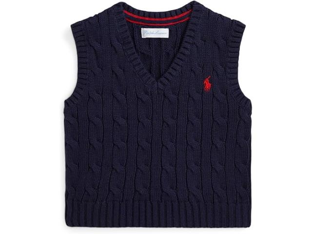 (取寄) ラルフローレン キッズ ボーイズ ケーブルニット コットン セーター ベスト (インファント) Polo Ralph Lauren Kids boys Cable-Knit Cotton Sweater Vest (Infant) Navy