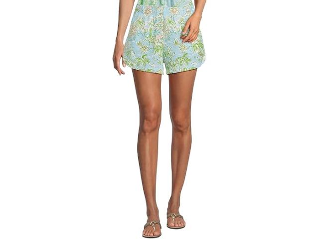 (取寄) リリー ピュリッツァー レディース リネン ショーツ Lilly Pulitzer women Elodey Linen Shorts Fresh Water Blue Sunbathers Bliss